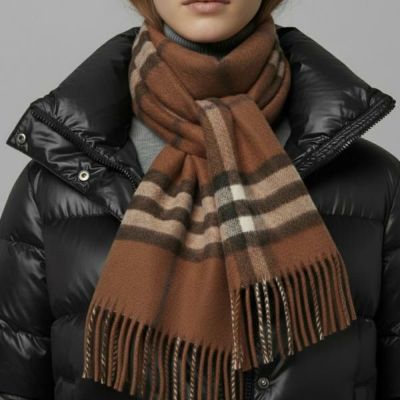 バーバリー マフラー バーバリーチェック フリンジ グリーン メンズ